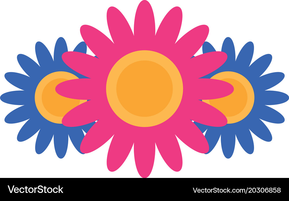 Three flowers decoration nature romantic Vector Image