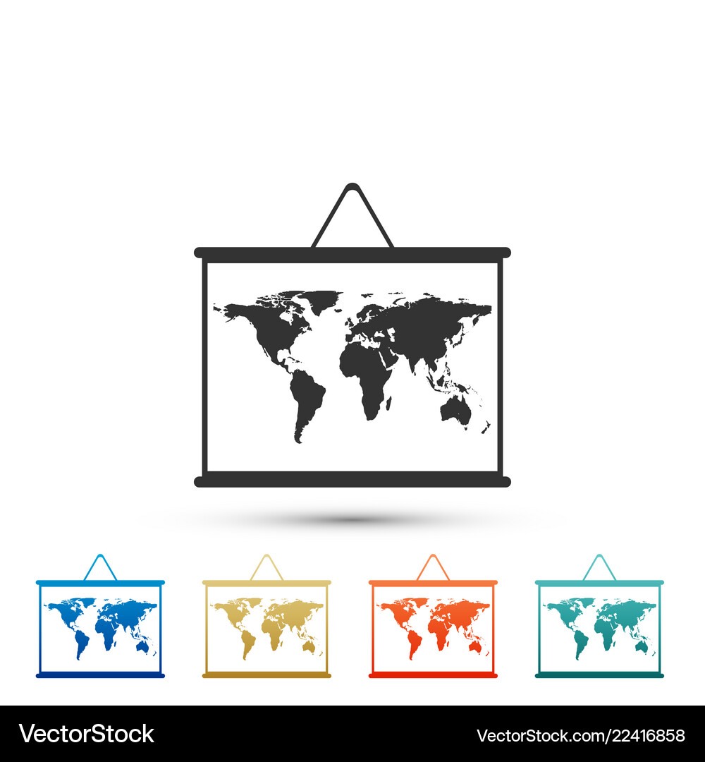 World map on a school blackboard icon isolated Vector Image