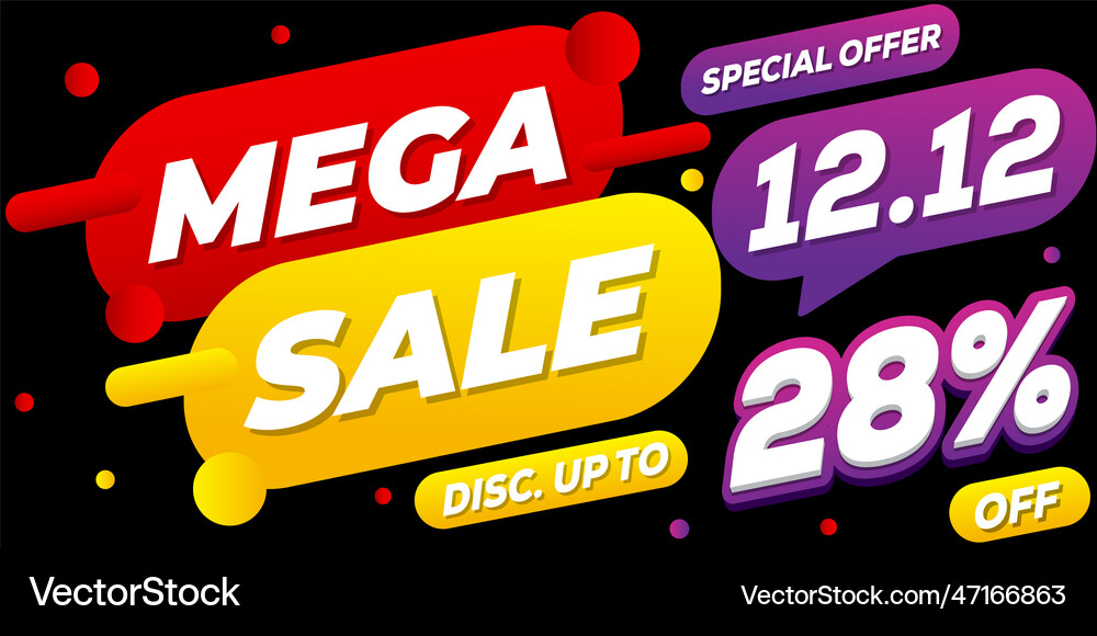 28 mega sale 1212 celebration discount 3d Vector Image