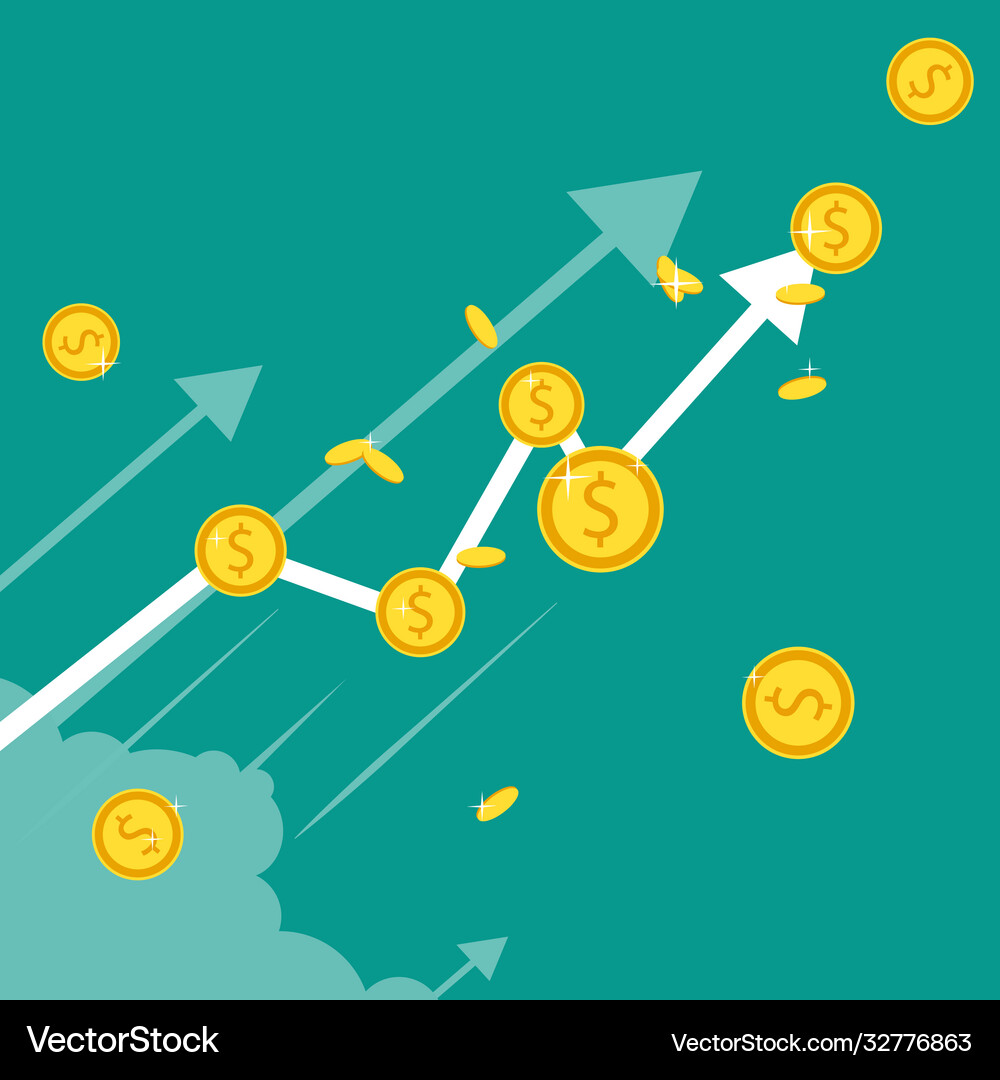 Finance growth business graph with gold coins Vector Image