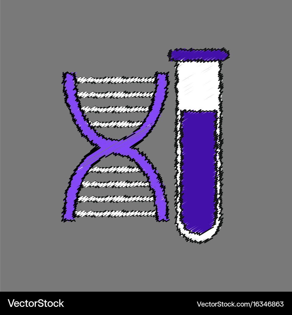 Flat shading style icon dna with test tube Vector Image