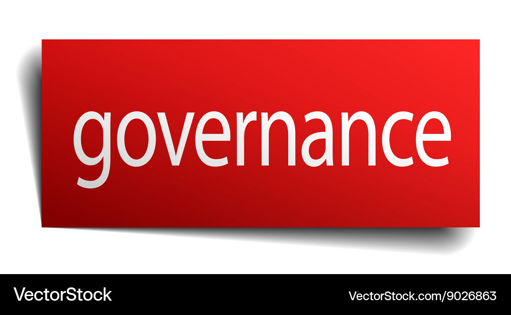 Governance red square isolated paper sign on white