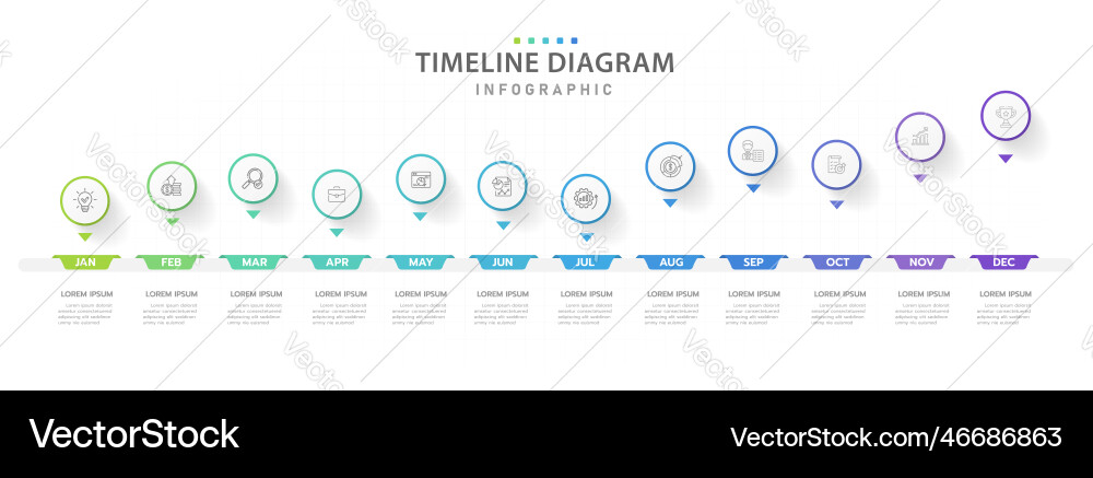Infographic template for business 12 months Vector Image