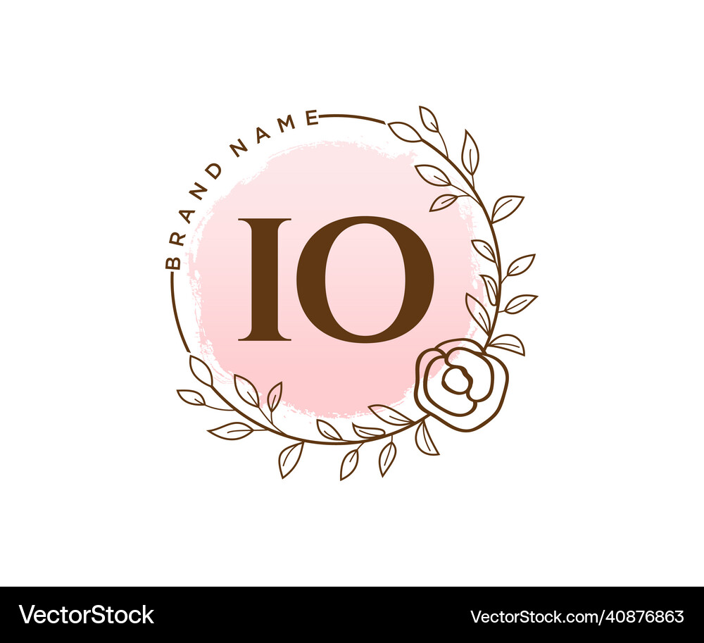 Initial io feminine logo usable for nature salon Vector Image