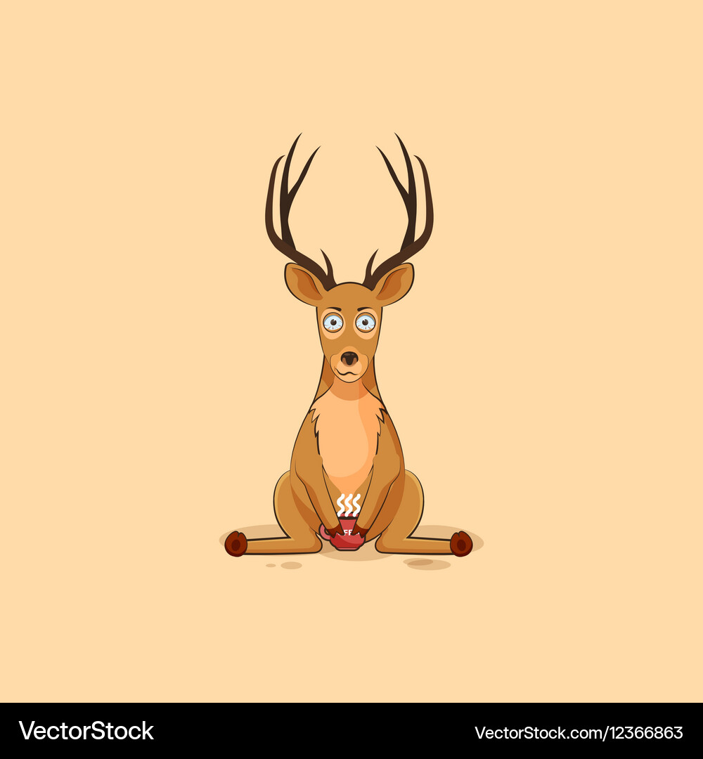 Isolated emoji character cartoon deer Royalty Free Vector