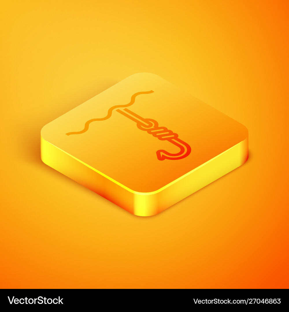 Isometric line fishing hook under water icon Vector Image