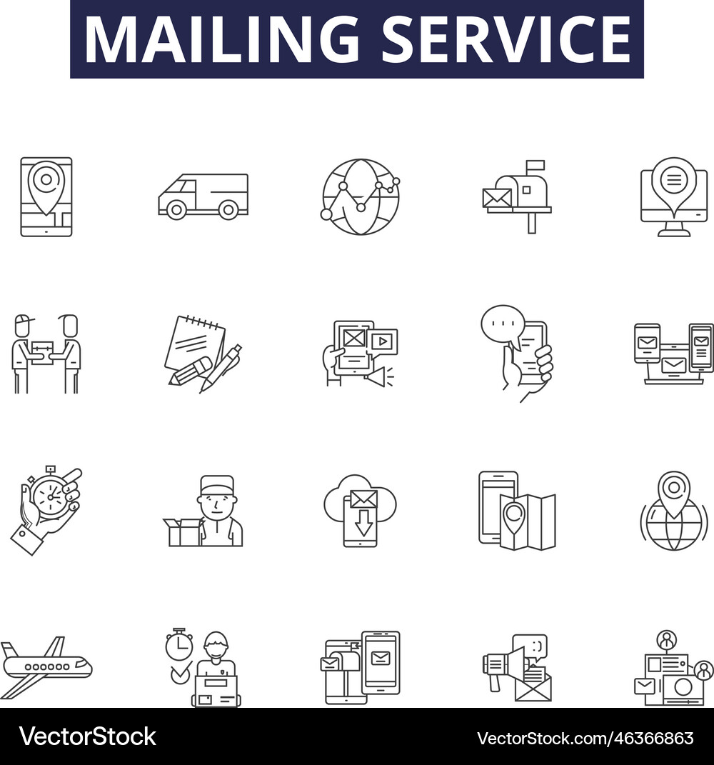 Mailing service line icons and signs Royalty Free Vector