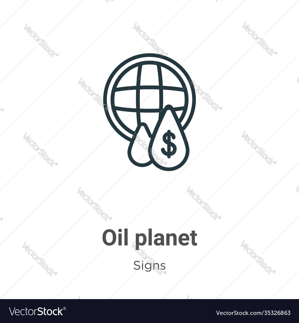 Oil planet outline icon thin line black Royalty Free Vector Oil planet outline icon thin line black Royalty Free Vector