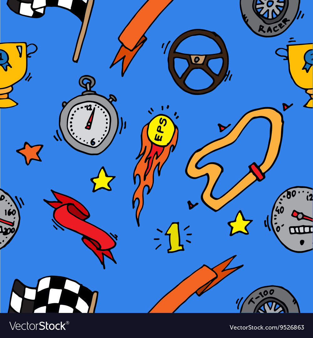 Racing icons pattern Royalty Free Vector Image