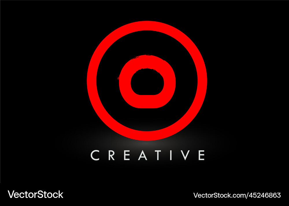 Red o brush letter logo design creative brushed Vector Image