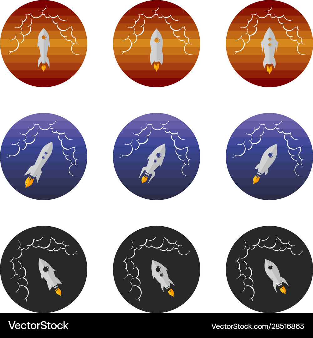 Rocket ship launch space travel sign badge label Vector Image