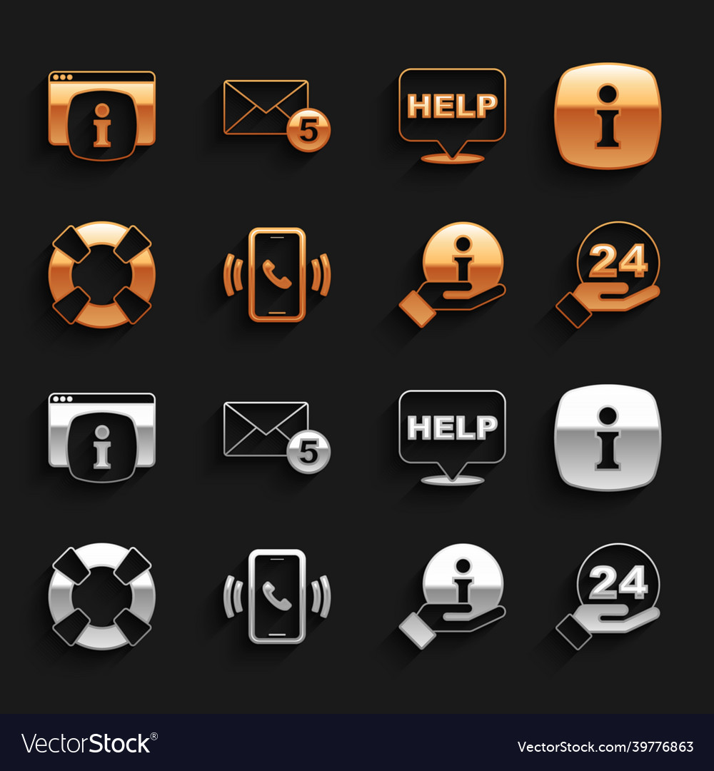 Set telephone 24 hours support information Vector Image