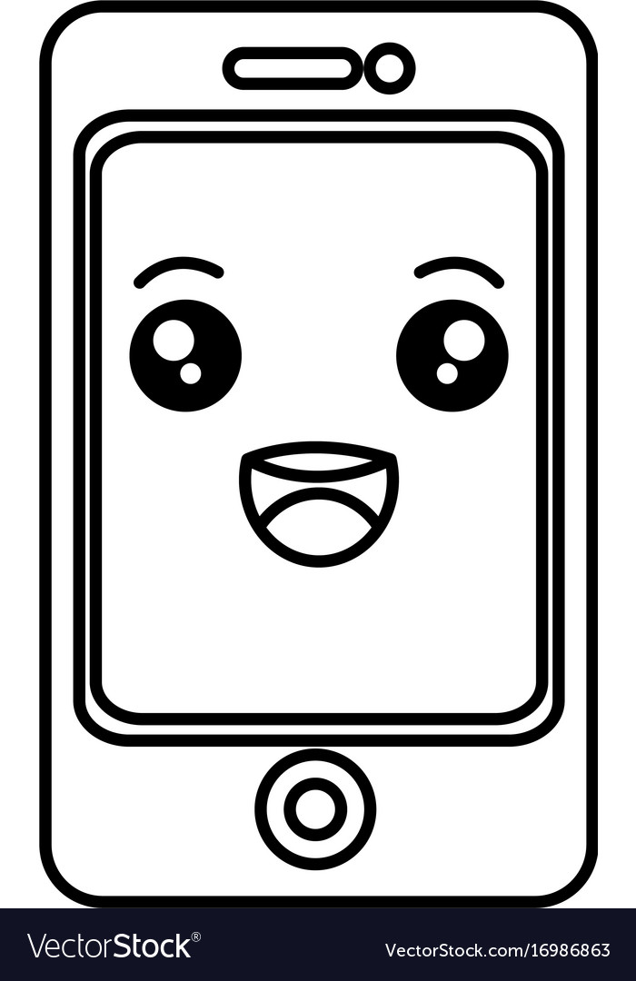 Smartphone device kawaii character Royalty Free Vector Image