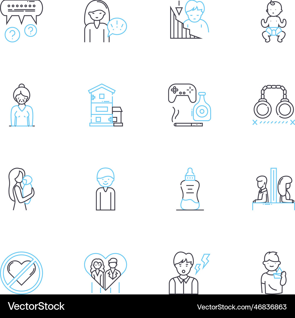 Social work linear icons set empathy advocacy Vector Image