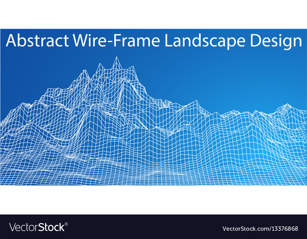 3d wireframe landscape Royalty Free Vector Image
