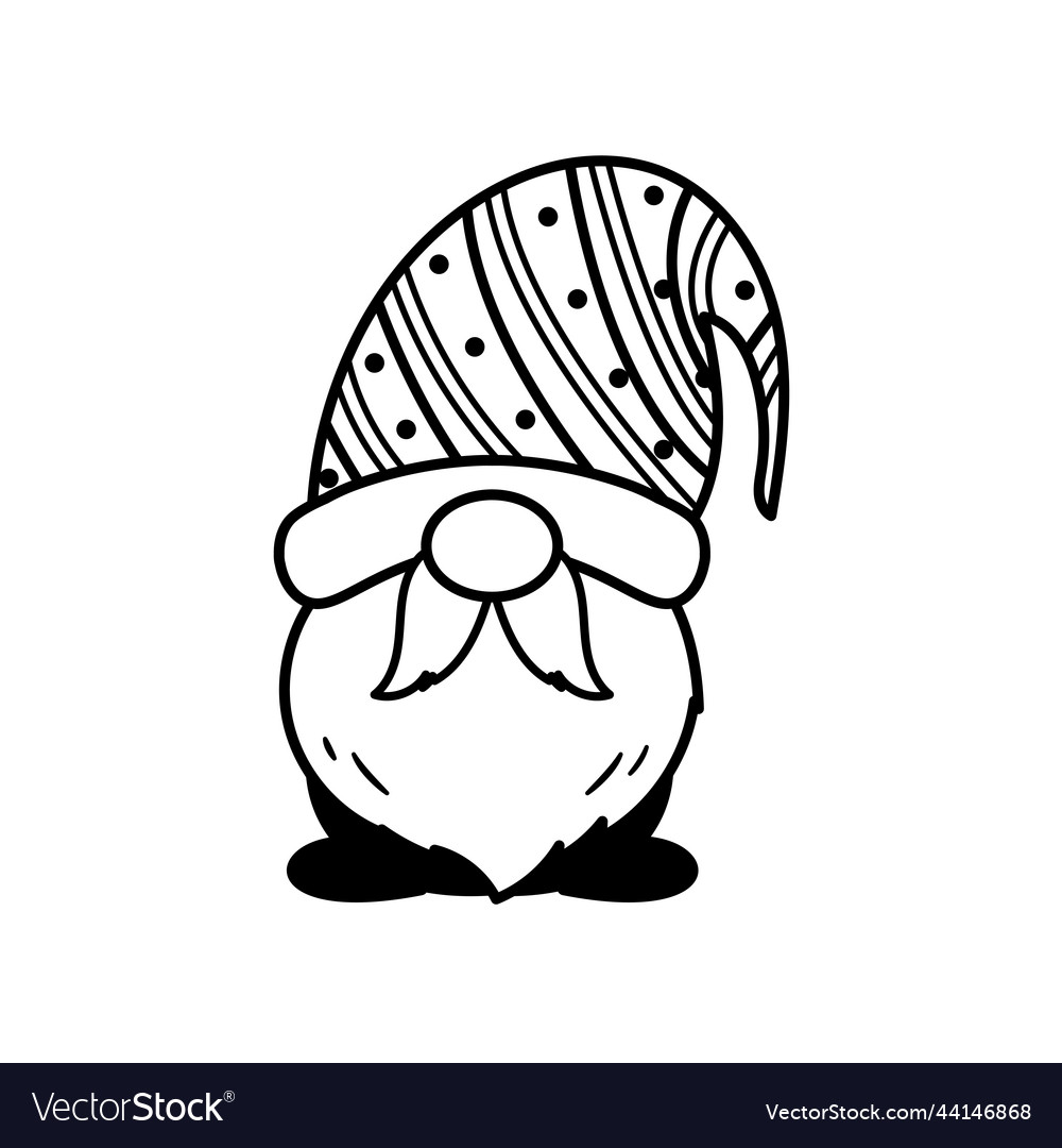 Line art christmas gnomes design for coloring Vector Image