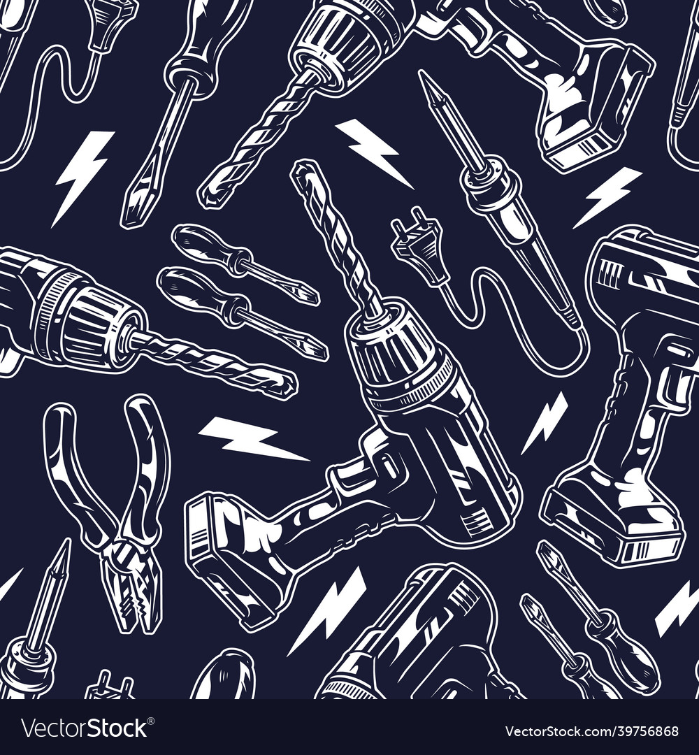 Manual worker tools seamless pattern Royalty Free Vector