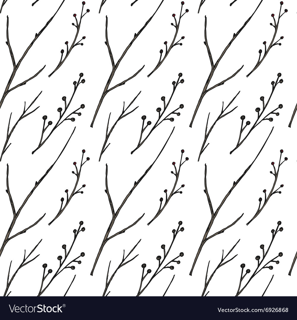 Seamless pattern with hand drawn tree branches Vector Image