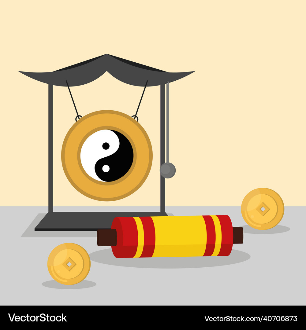 Chinese culture gong Royalty Free Vector Image