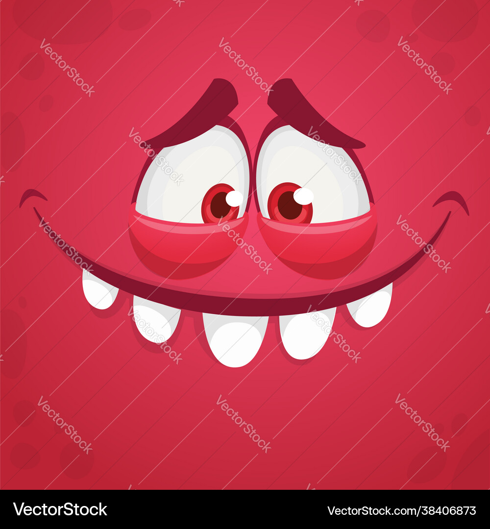 Funny cartoon monster face square avatar Vector Image