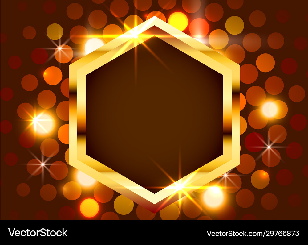 Gold shiny vintage border on bright background Vector Image