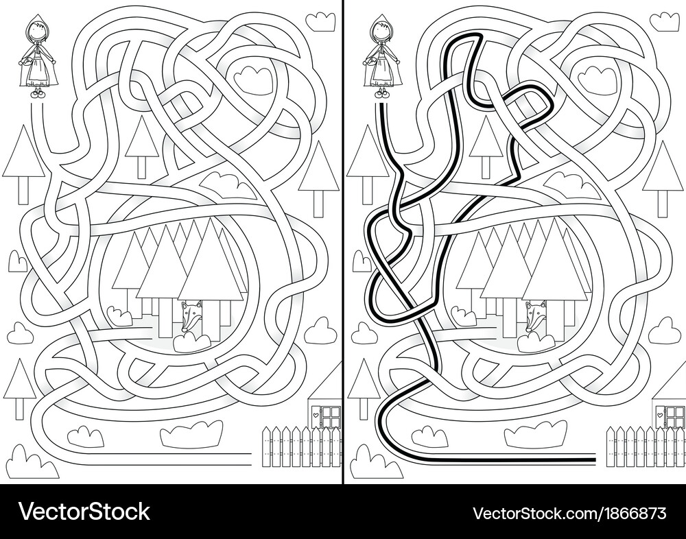 Little red riding hood maze Royalty Free Vector Image