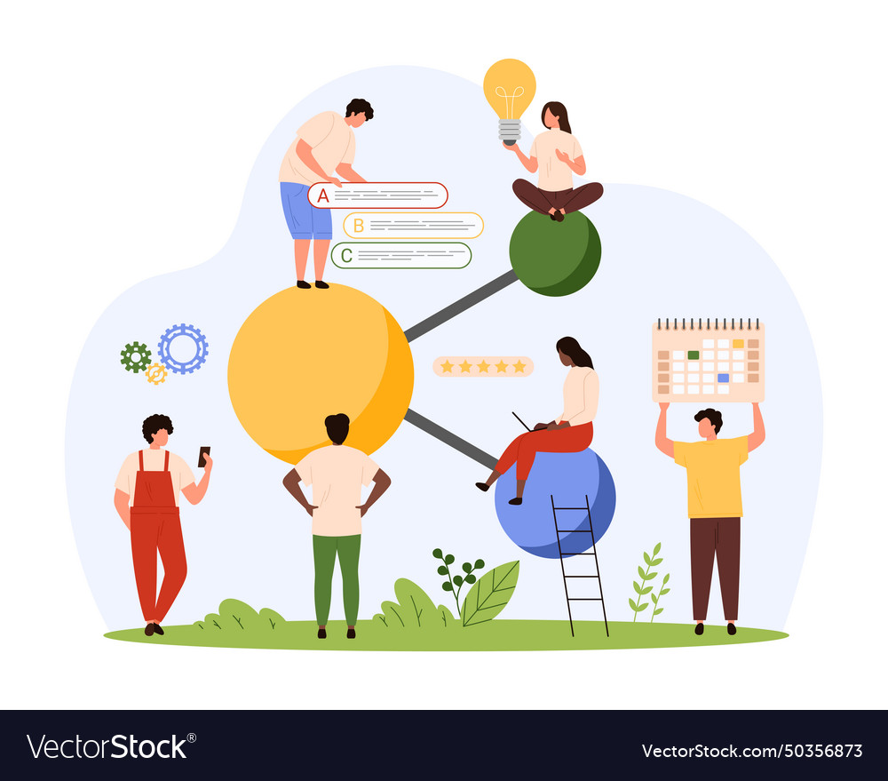 Network collaboration solution research Royalty Free Vector
