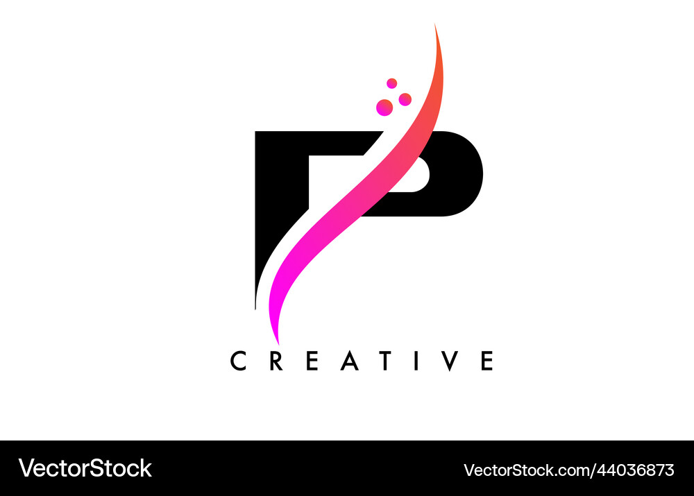 P letter logo design with elegant creative swoosh Vector Image