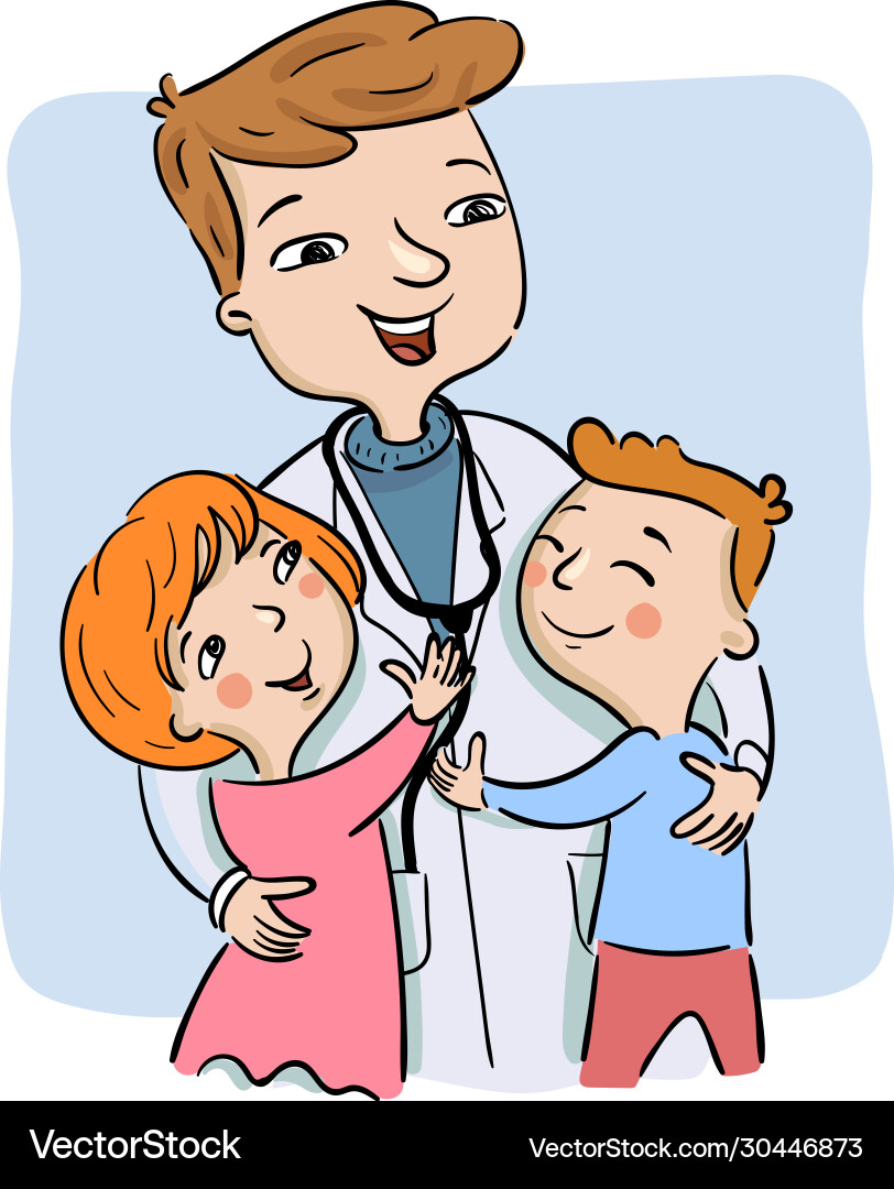 Paediatric doctor with children Royalty Free Vector Image