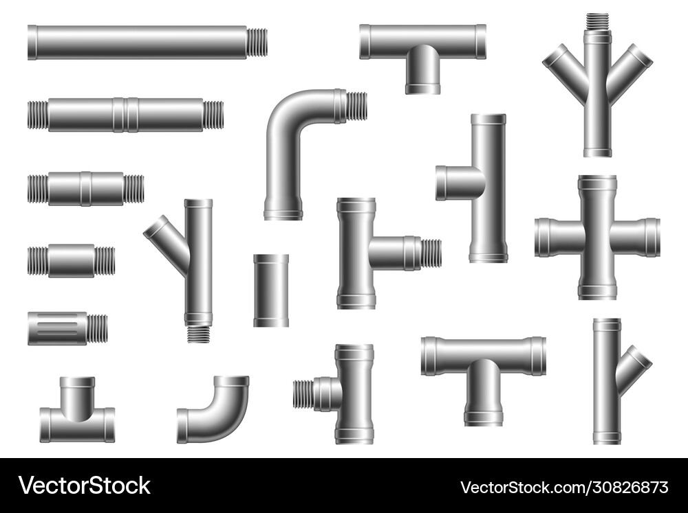 Stainless steel metallic pipes Royalty Free Vector Image