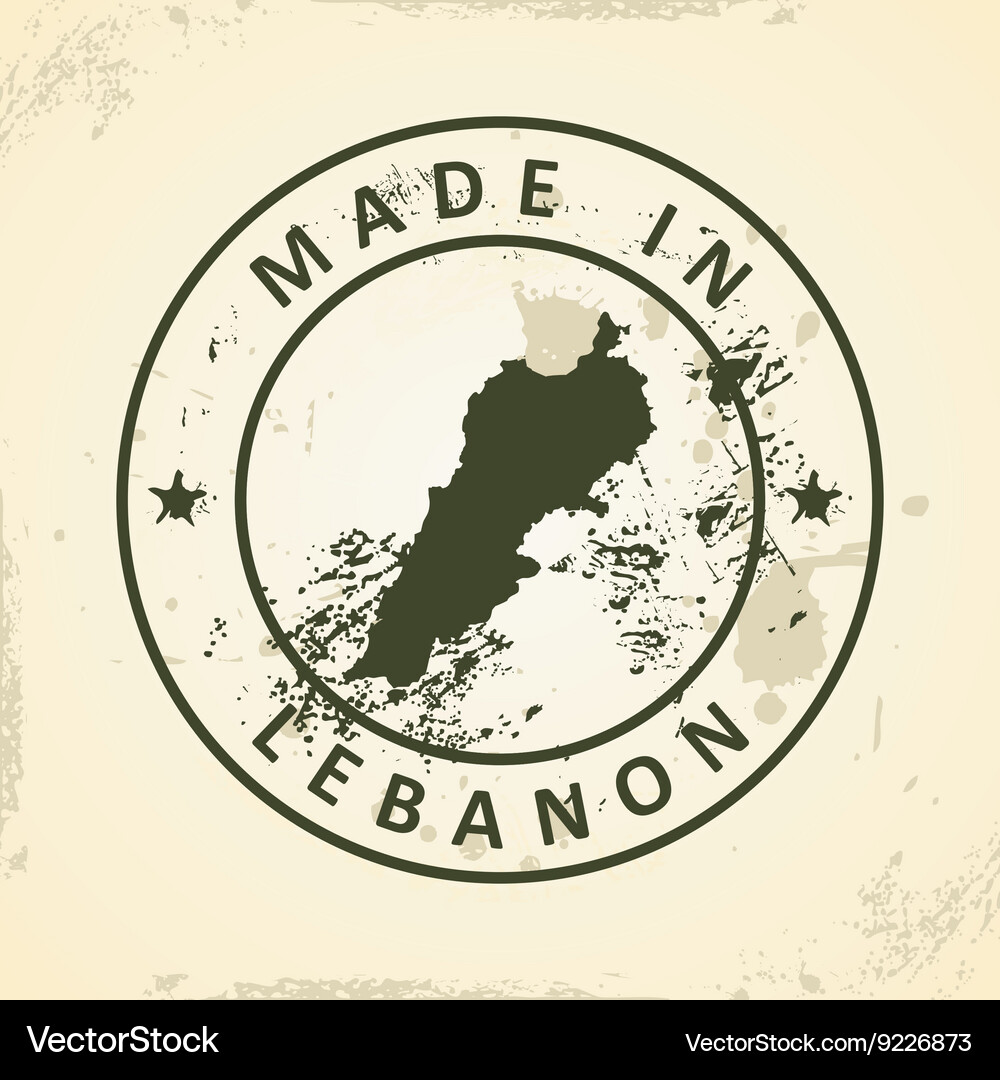 Stamp with map of lebanon Royalty Free Vector Image