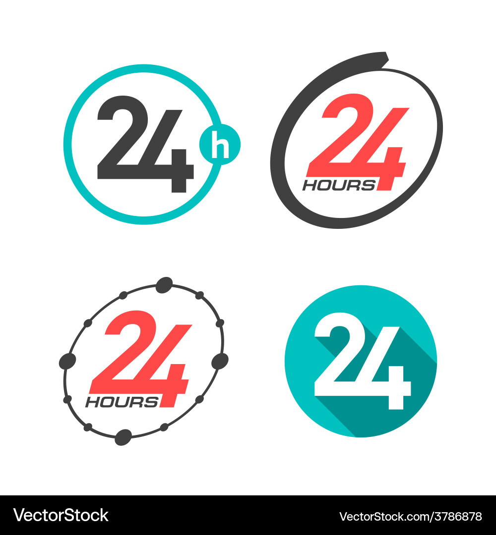 24 hours a day icons Royalty Free Vector Image