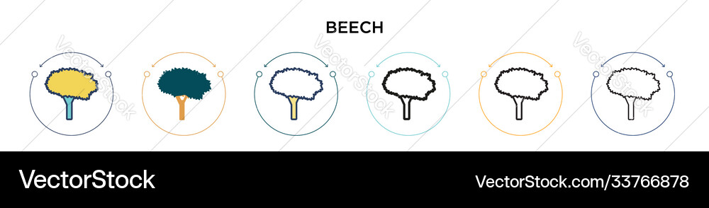 Beech icon in filled thin line outline and stroke Vector Image