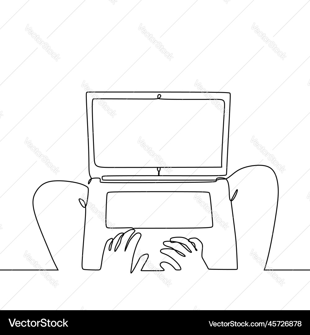 Continuous line drawing of write typing on laptop Vector Image