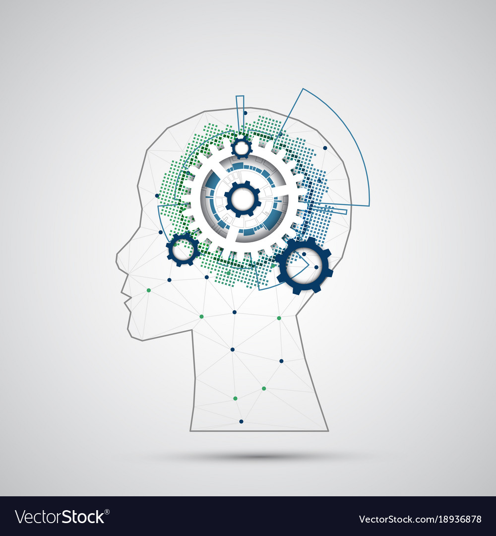 Creative brain concept background with triangular Vector Image