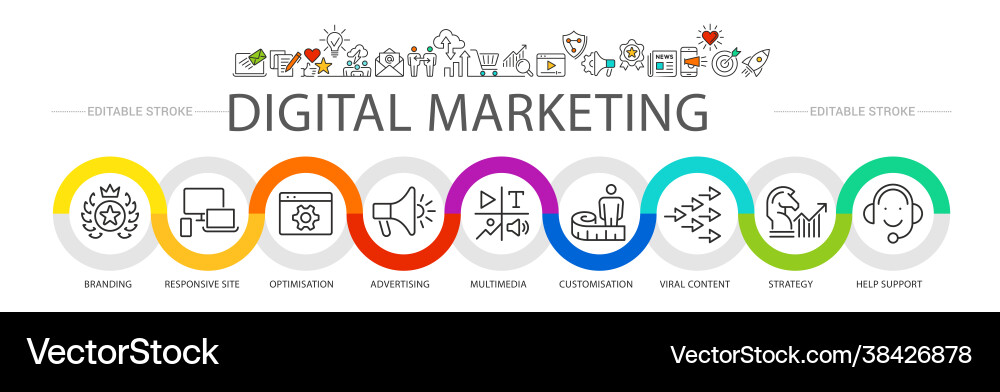 Digital marketing banner web icon for business Vector Image