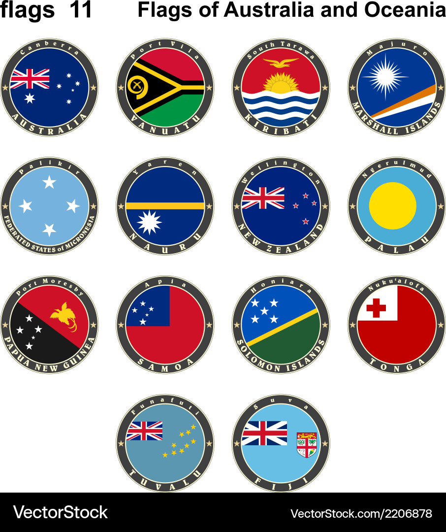 Flags australia and oceania Royalty Free Vector Image