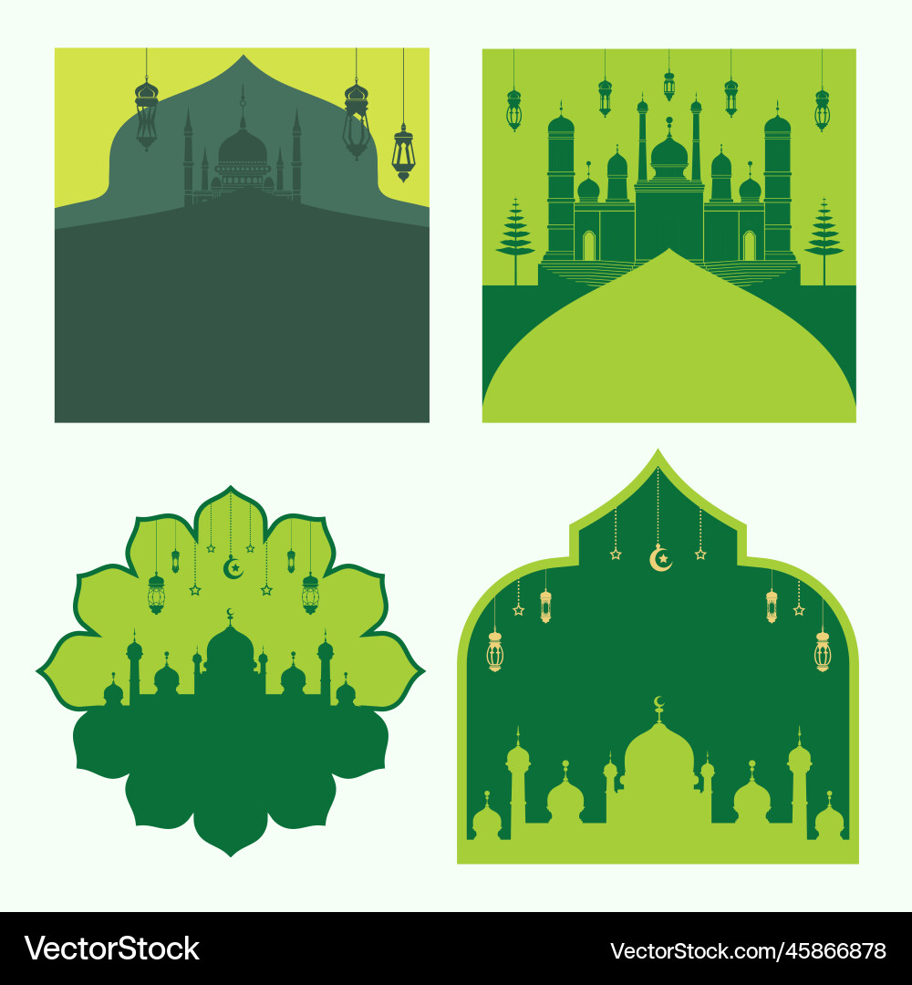 Green mosque background with chandelier Royalty Free Vector