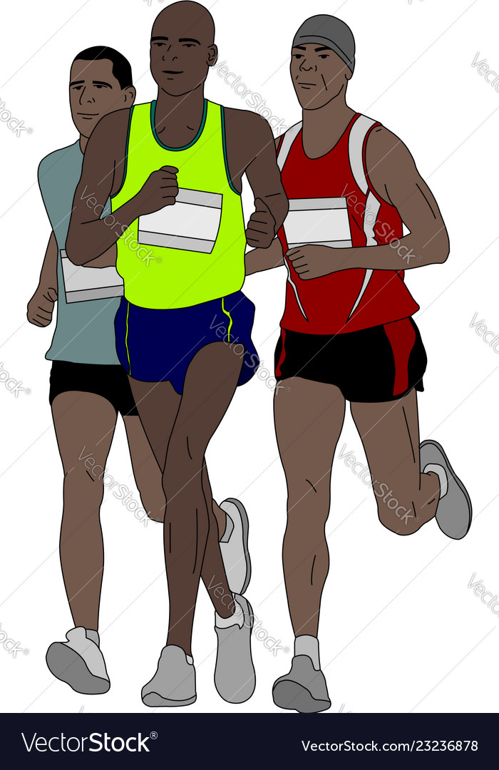 Group marathon runners Royalty Free Vector Image