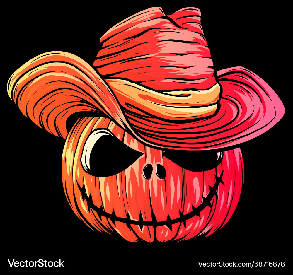 Halloween pumpkin with hat cartoon Royalty Free Vector Image