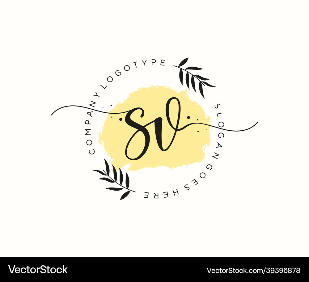 Initial sv feminine logo beauty monogram Vector Image