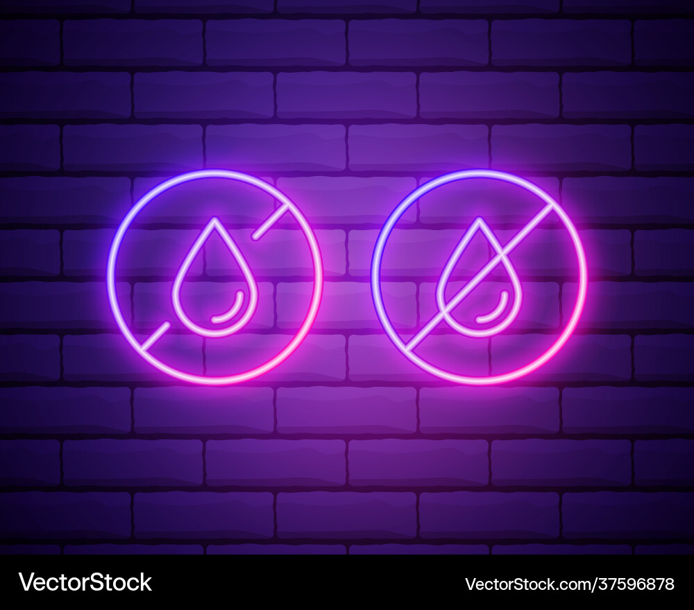 Prohibition oil neon icon elements ban set Vector Image