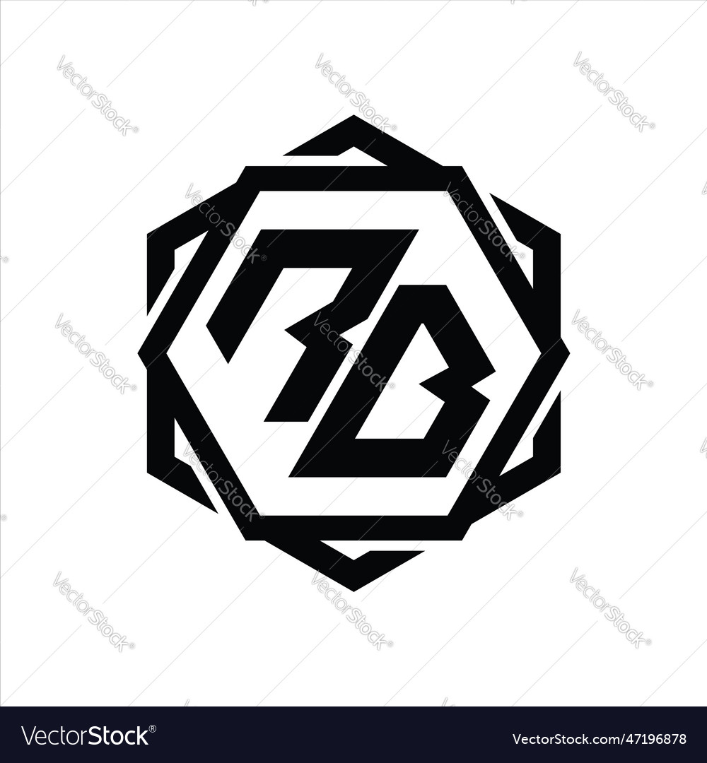 Rb logo monogram hexagon shape with geometric Vector Image