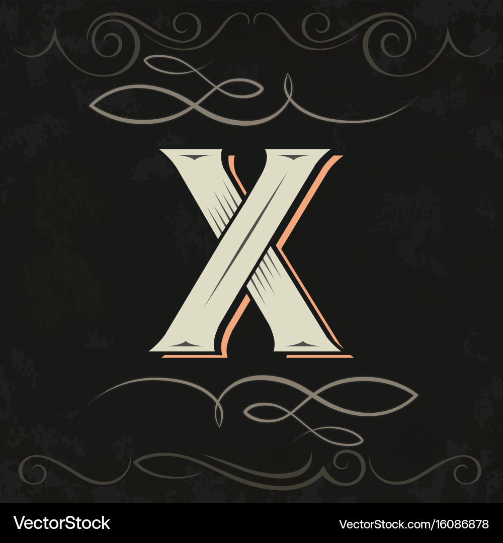 Retro style western letter design x Royalty Free Vector