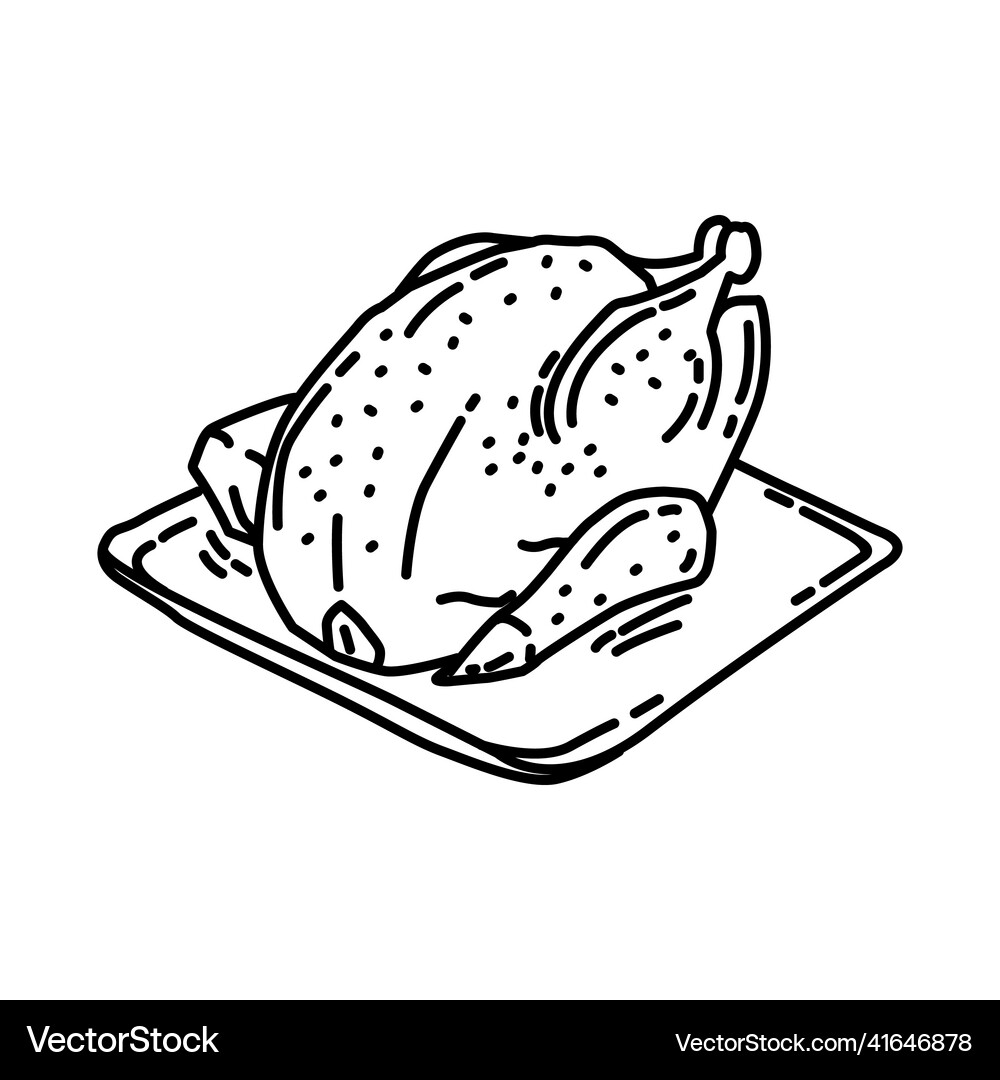 Steamed chicken icon doodle hand drawn or outline Vector Image