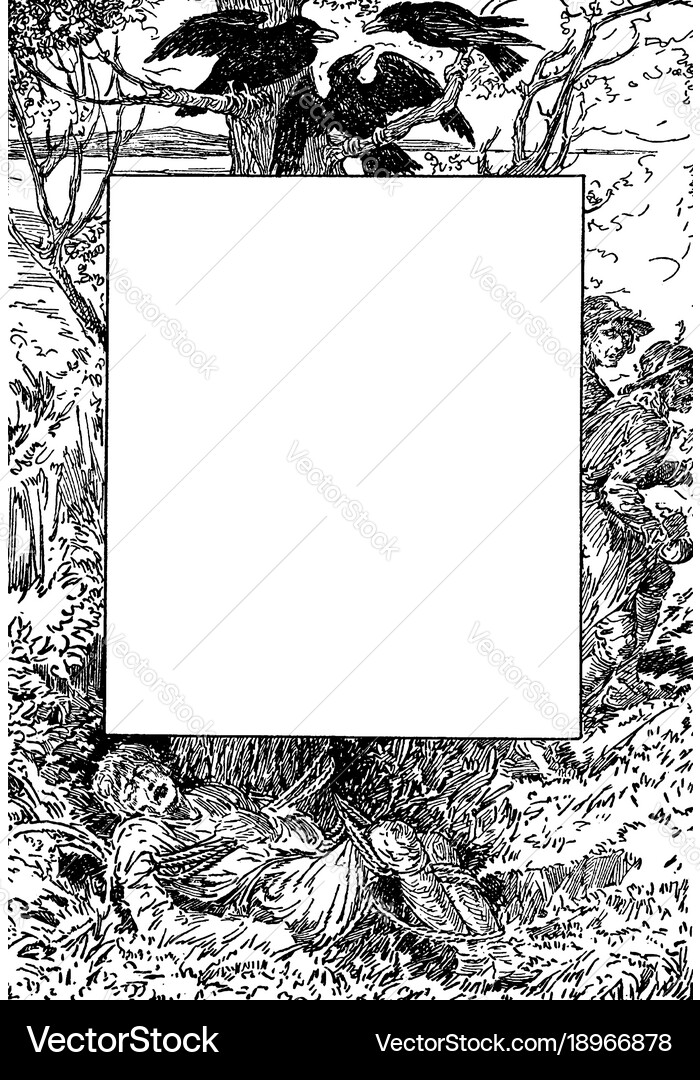 Three crows from the story in this frame vintage Vector Image