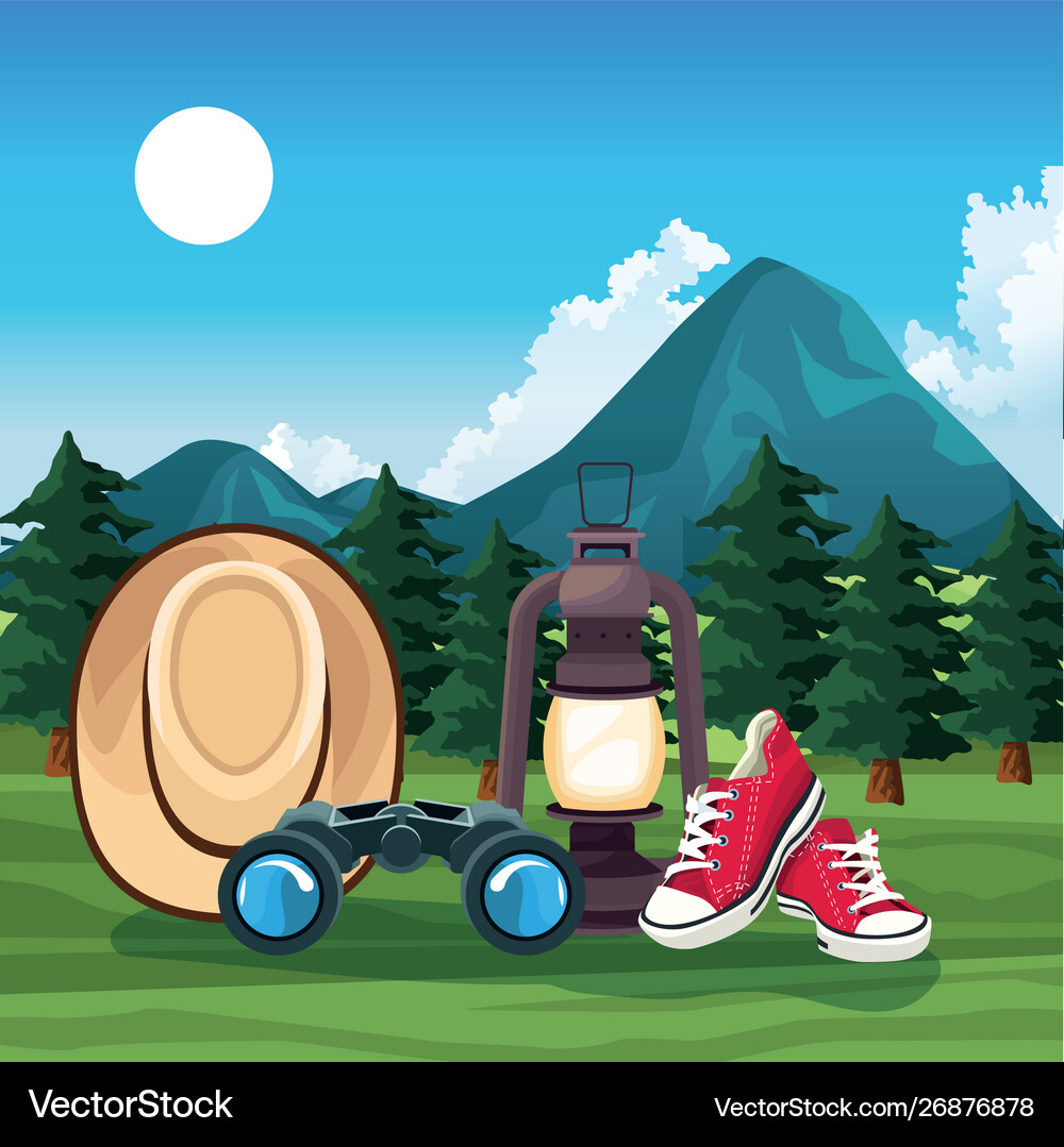 Travel and adventure in with backpack Royalty Free Vector