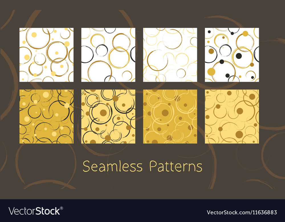 Abstract circles seamless patterns set Royalty Free Vector