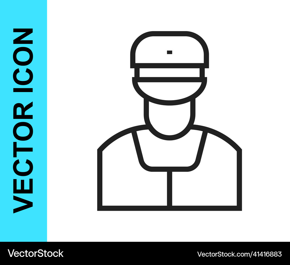 Black line train conductor icon isolated on white Vector Image