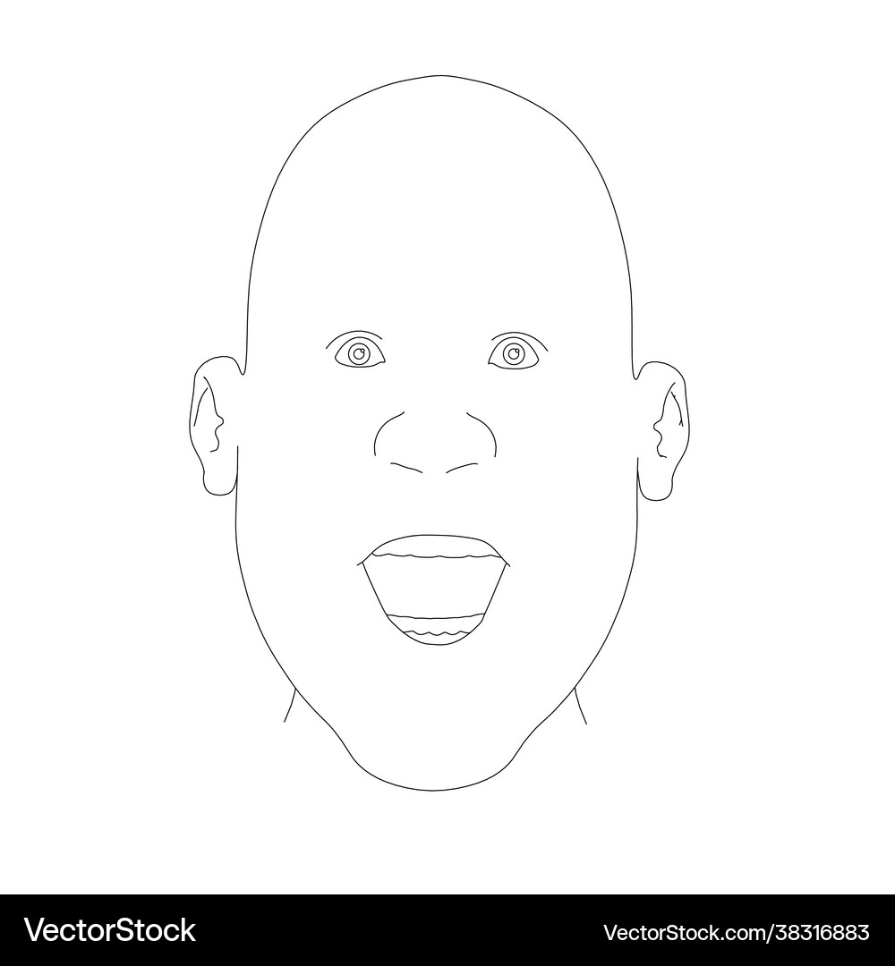 Contour face a smiling man isolated Royalty Free Vector